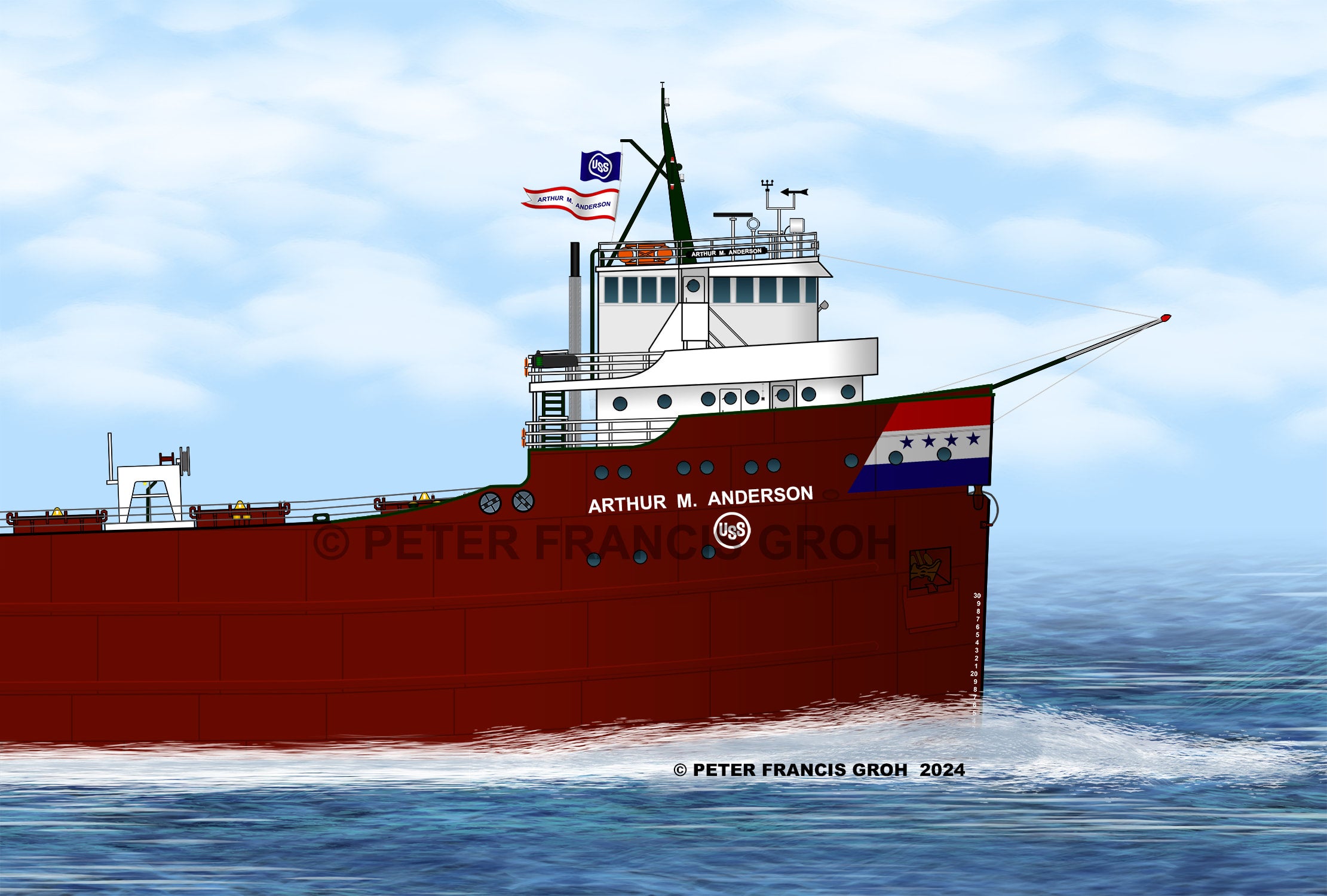 Great Lakes Freighter Ship Arthur M. Anderson (1976) | Artist Peter Groh